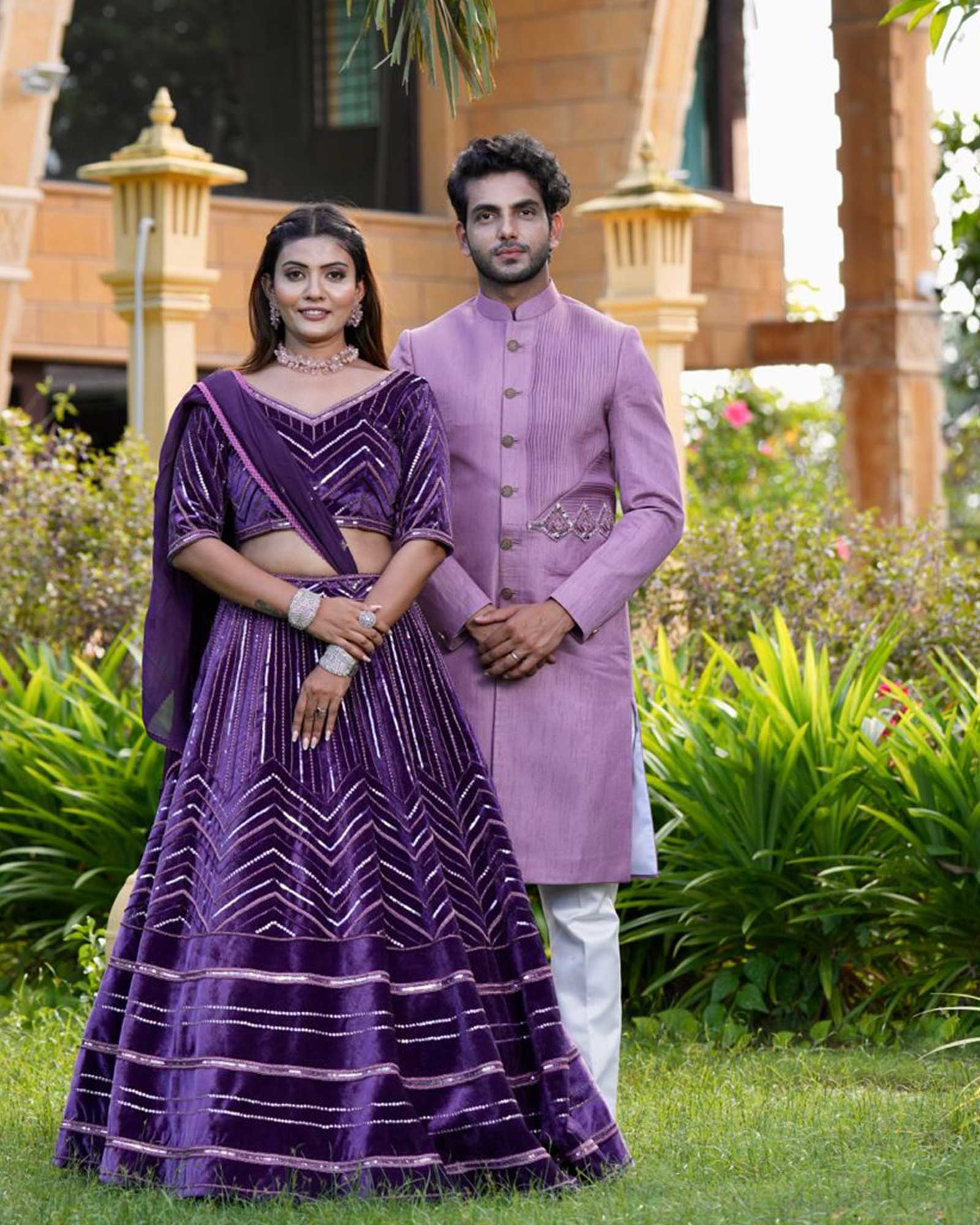 Eminence Purple Wedding Wear For Couple
